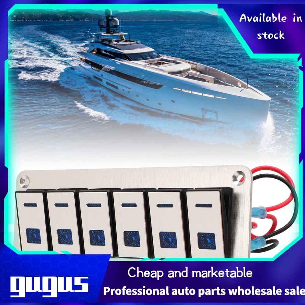 Gugushop 6 Gang Toggle Switch Panel 12V 24V Blue LED SPST On Off Pre ...