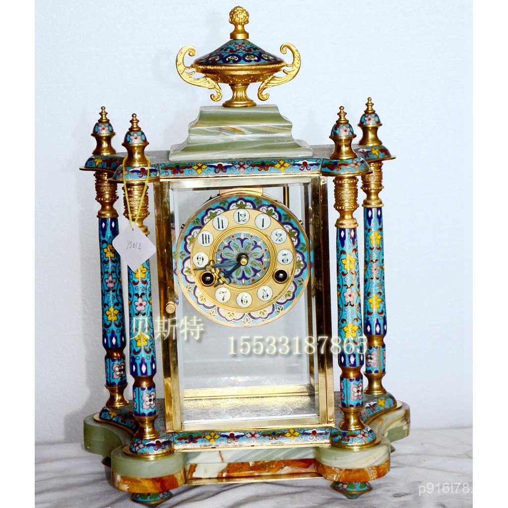 New Product|Marble Cloisonne Cast Copper Table Clock|Antique Clock ...