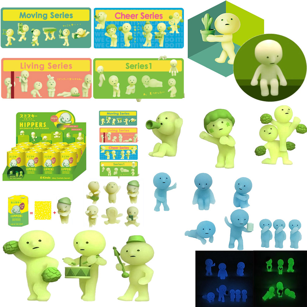 6pcs With Box SMISKI Hipper Series Luminous SMISKI Toy Set Smiski ...
