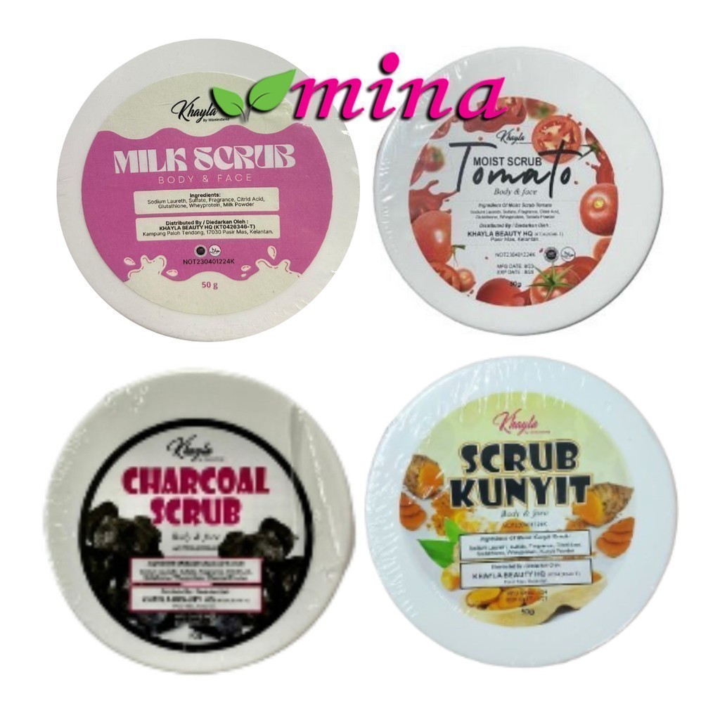 KHAYLA Scrub 50gm Scrub Badan Dan Muka Tomato Susu Kunyit Tona Kulit ...