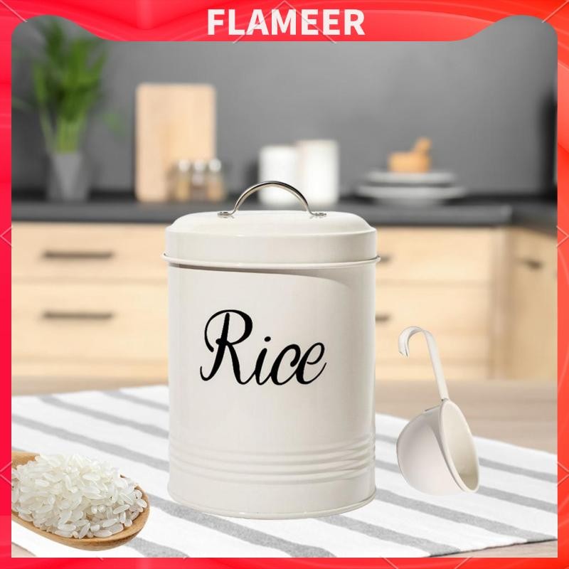 [FlameerMY] Rustic Rice Storage Tin Jar 3L Container, Airtight Sealed ...