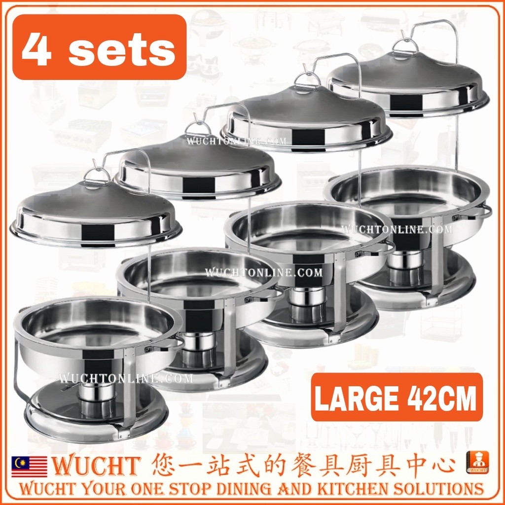 4 sets x 42cm Large Bell Dome Buffet Serving Golden Bell Dome Chafer ...
