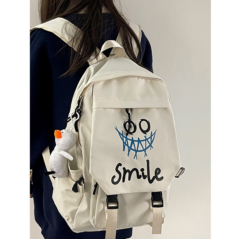 Backpack Smiley Face 3.17 Female Schoolbag Travel Bag Fashion High School Student Junior Allen ...