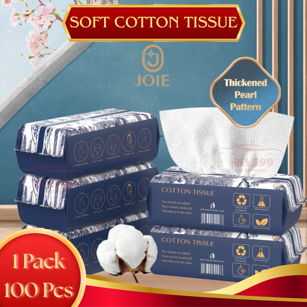 【100pcs】Facial Tissue Towel Disposable Face Towel Facial Wipes Face Kapas Muka Cotton Tissues ...
