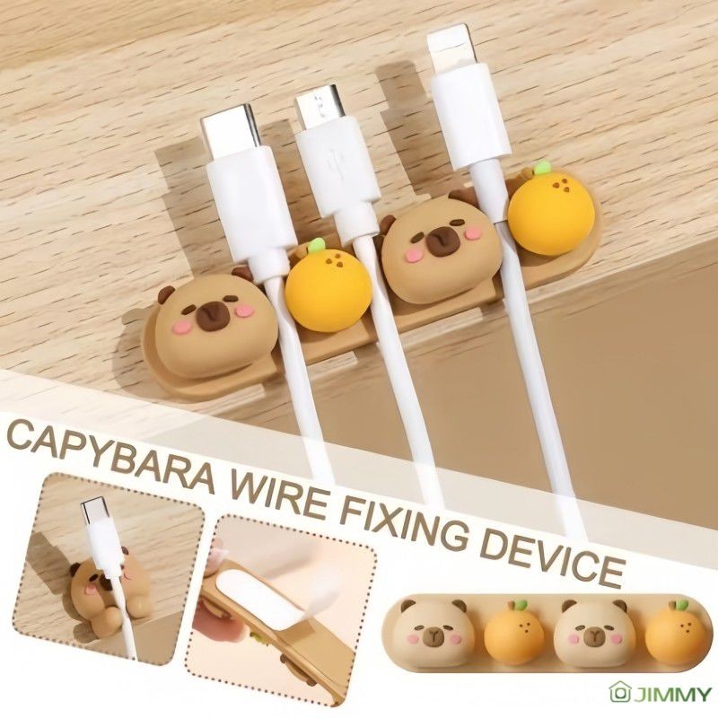 Portable Capybara Cable Organizer Punch-free Silicone Data Cable Fixed ...