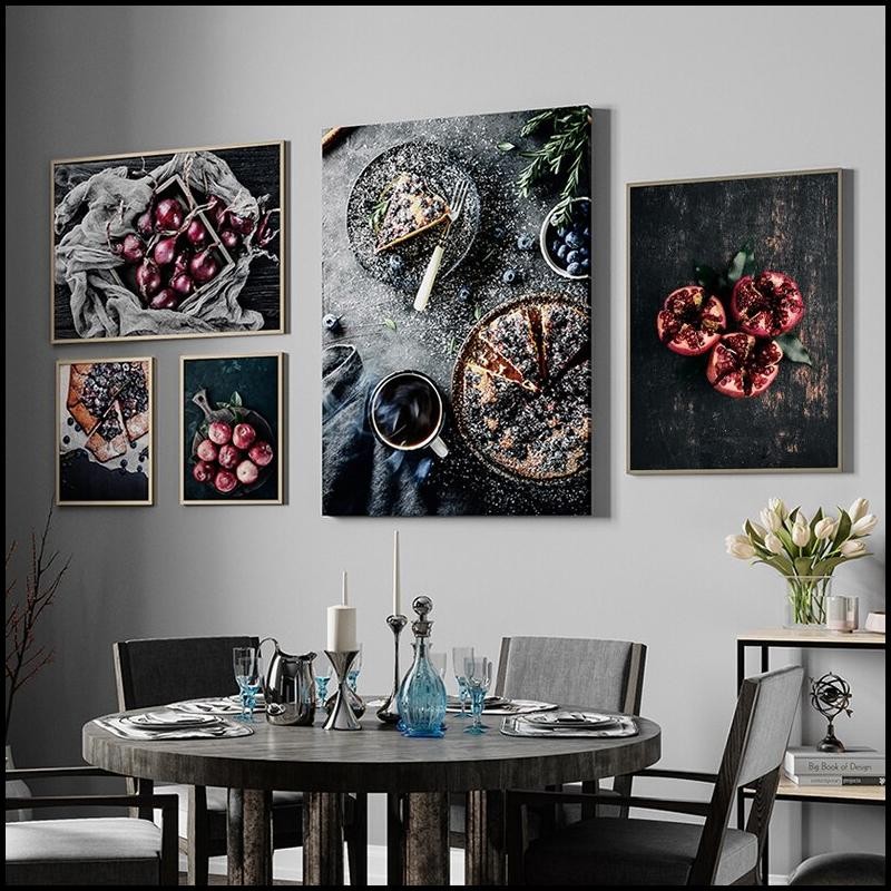 Seni Dinding Kanvas Blueberry - Poster Dapur Moden, Cetakan Pencuci ...