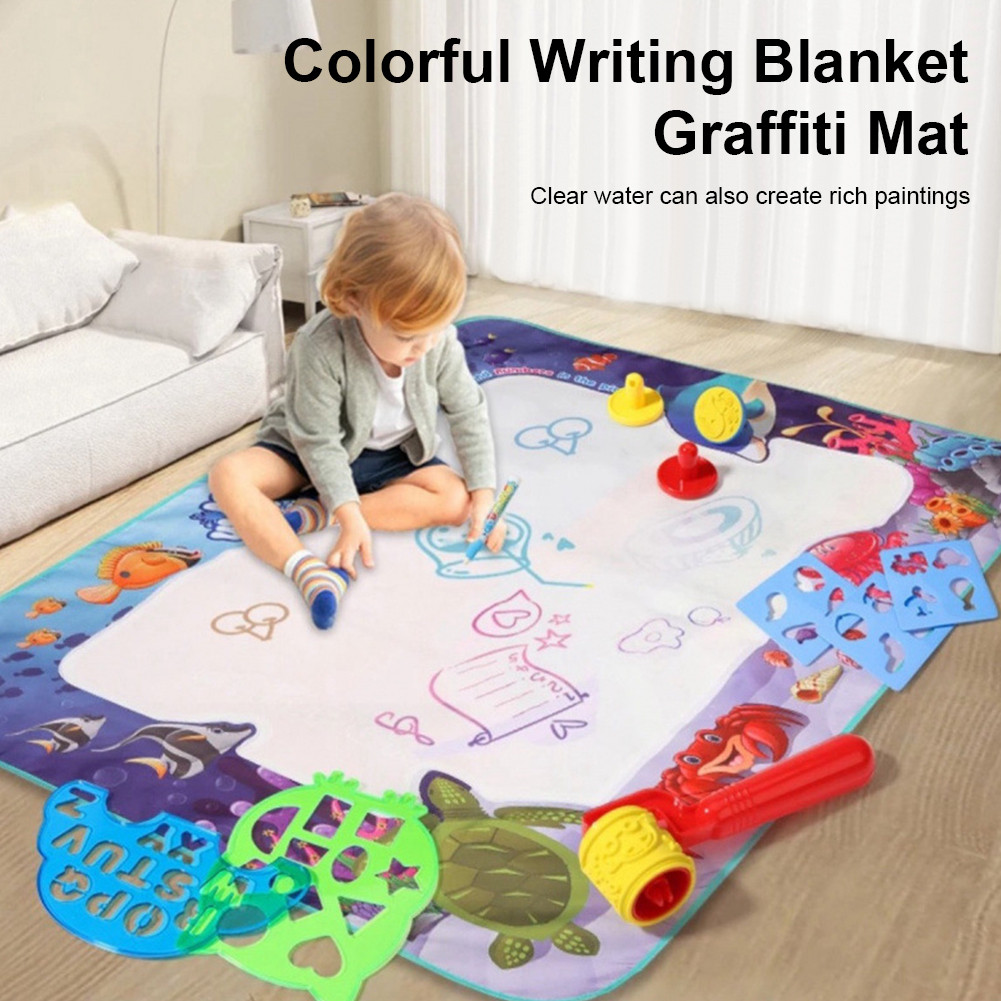 Large Kids Magic Water Drawing Mat Set Reusable Water Drawing Mat with ...