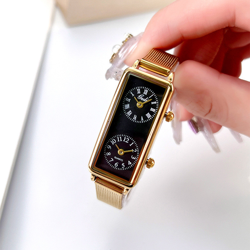 Gedi Creative Dual Time Zone Niche Retro Rectangular High-End Dual ...
