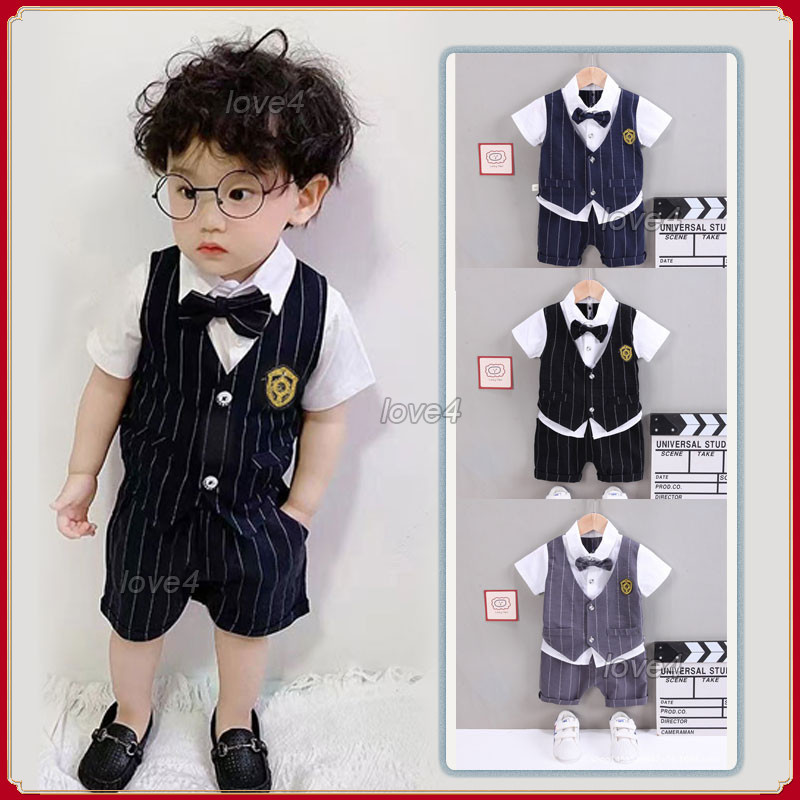 2PCS Baby Boy Clothes Sets Boss Baby Boy Outfit 1 Year Old Kids Summer Striped Birthday Suit ...