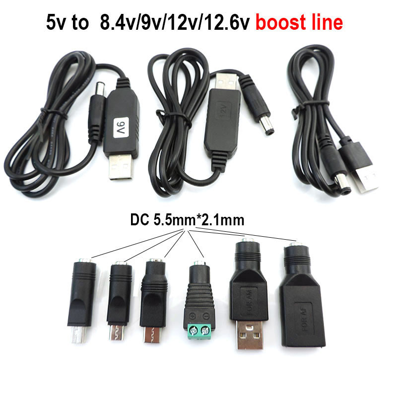 USB Step UP Module connector Cable 5V to 9v 12v 12.6V 8.4v boost line ...