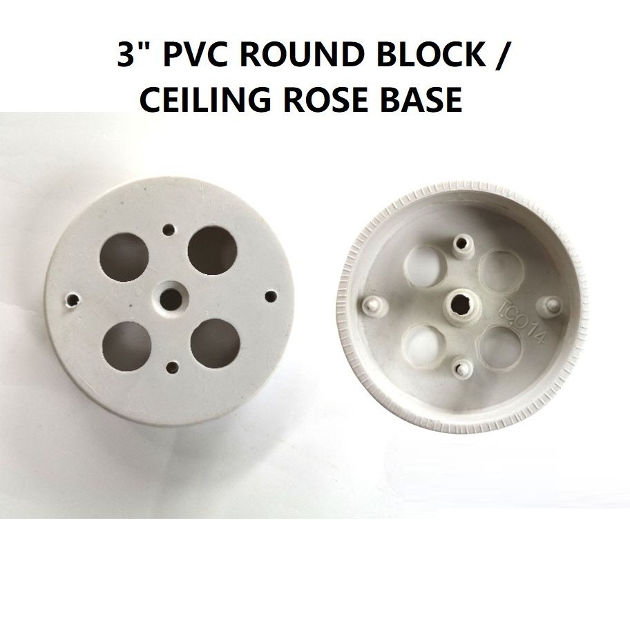 3" PVC Round Block / Ceiling Rose Base [White] | Shopee Malaysia