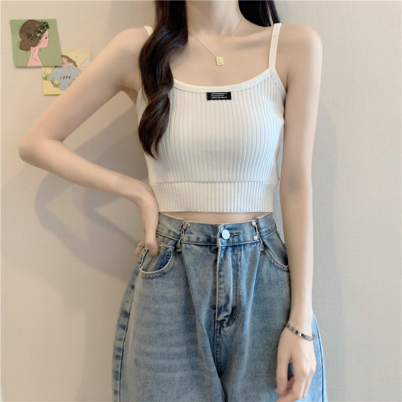 24.4.15 French Style Outer Wear Small Fresh Short Top Small Sling Inner ...