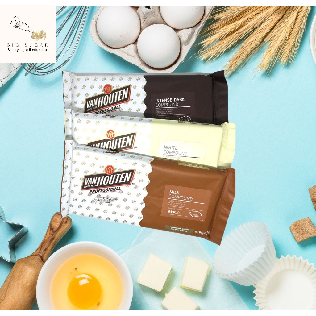 (Halal) Van Houten Dark / Milk / White Chocolate Compound Block 1kg / 200g | Shopee Malaysia