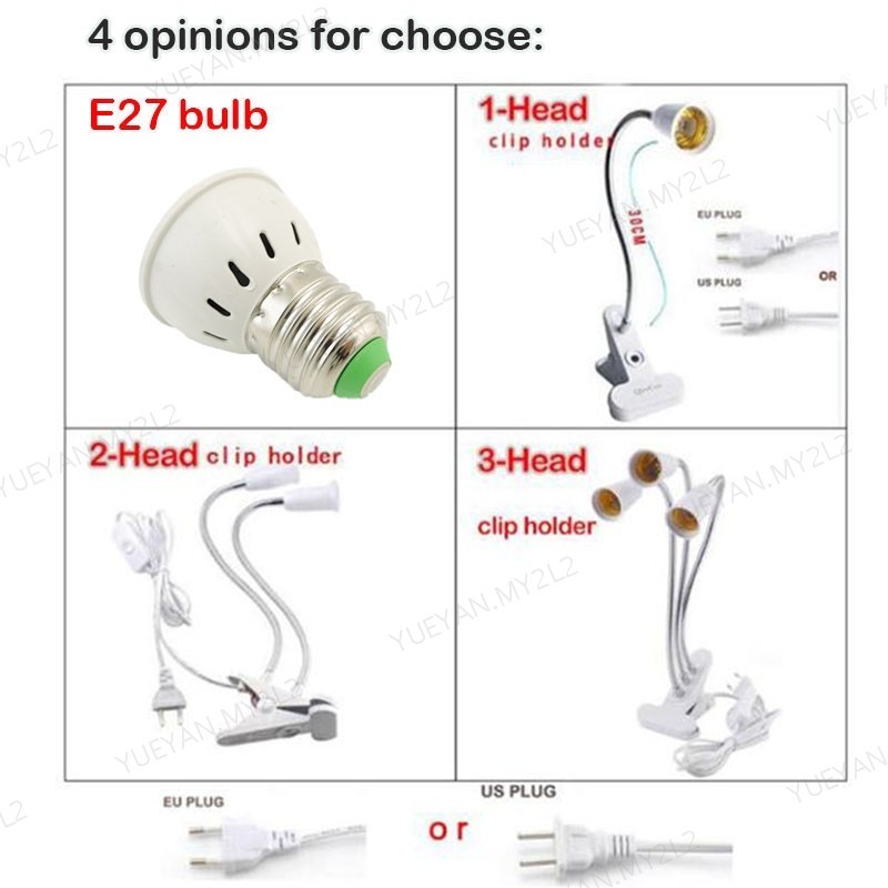 Full Spectrum sunlight flower plant Grow light phyto LED lamp desk Clip ...