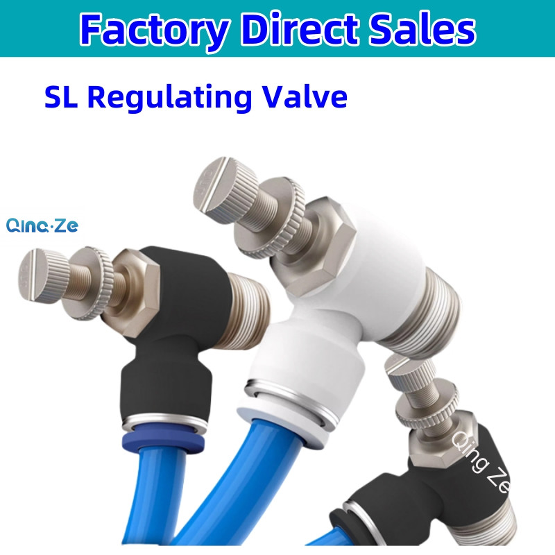 SL Pneumatic Throttle Valve 1/8 1/4 3/8 1/2 Male Thread Air Flow Speed ...
