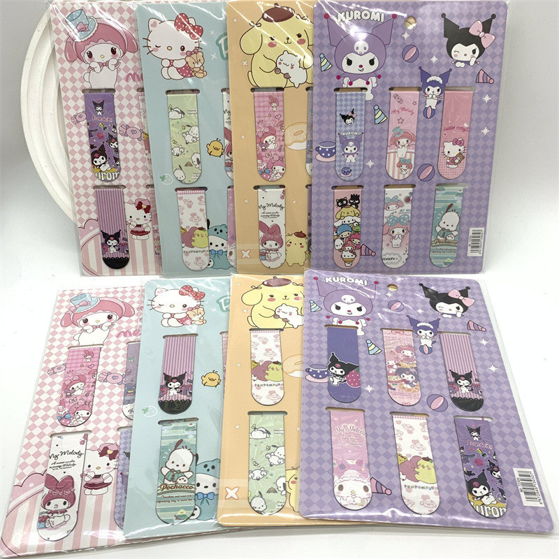 6pcs/pack Kawaii Cartoon Magnetic Bookmark Kuromi Creative Stationery ...