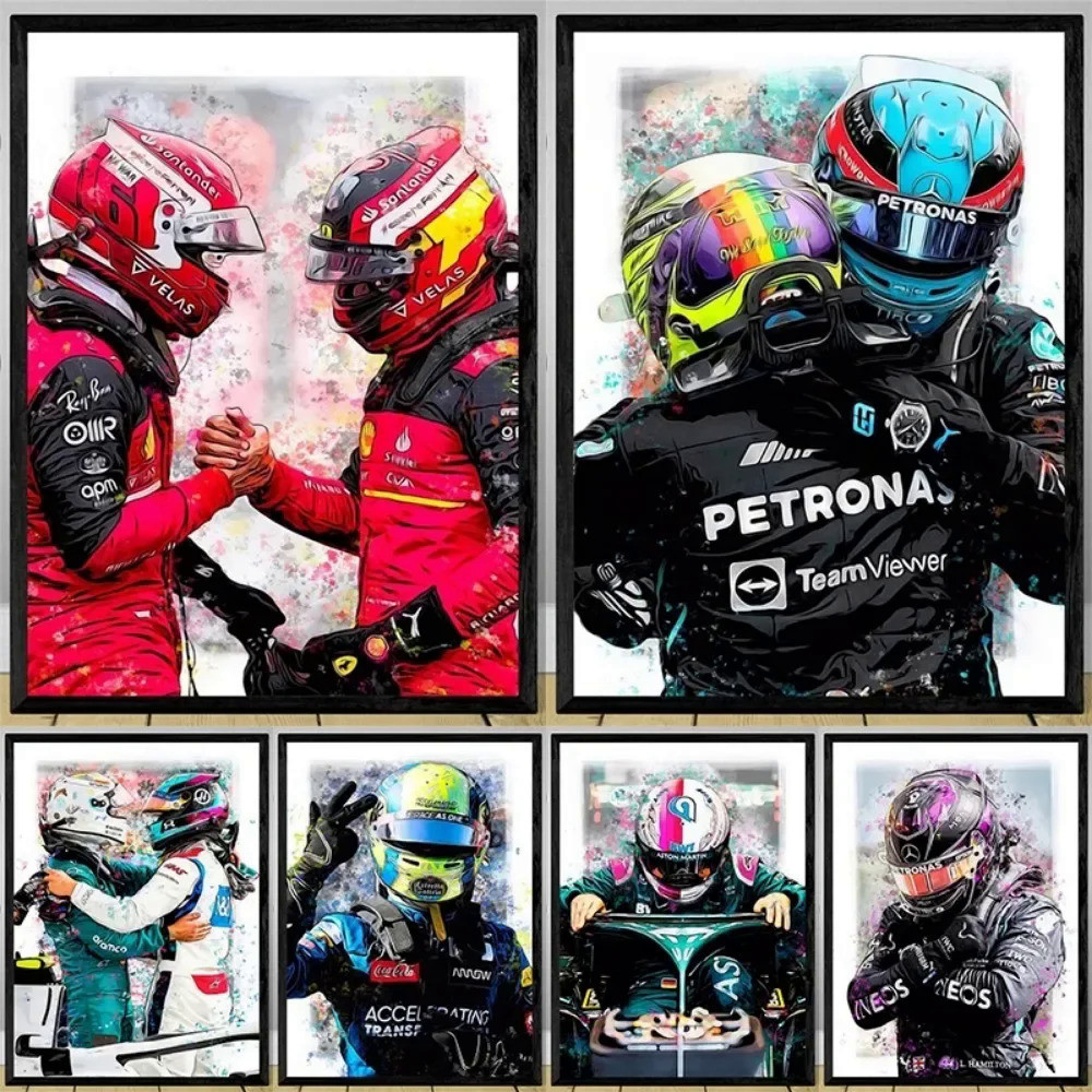 Formula 1 Retro Car Poster Racing F1 Posters Canvas Painting Wall Art ...