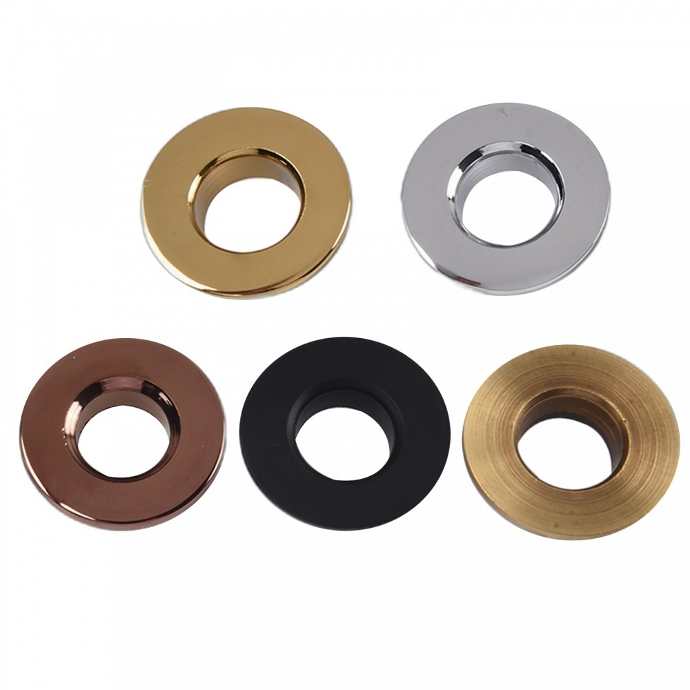 Contemporary Silver Tone Copper Sink Overflow Covers Round Hole Cap for ...