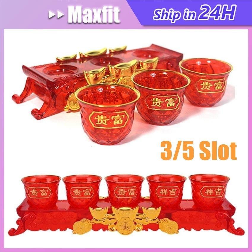 MERAH Prayer Cup Set Of 3/5Pcs Red Color Crystal Material Pray Cup For ...