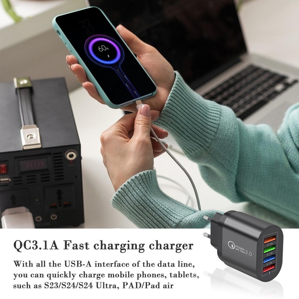 Charging Block Four-Port Travel Charger Cube Plug Adapter Cube Cell ...