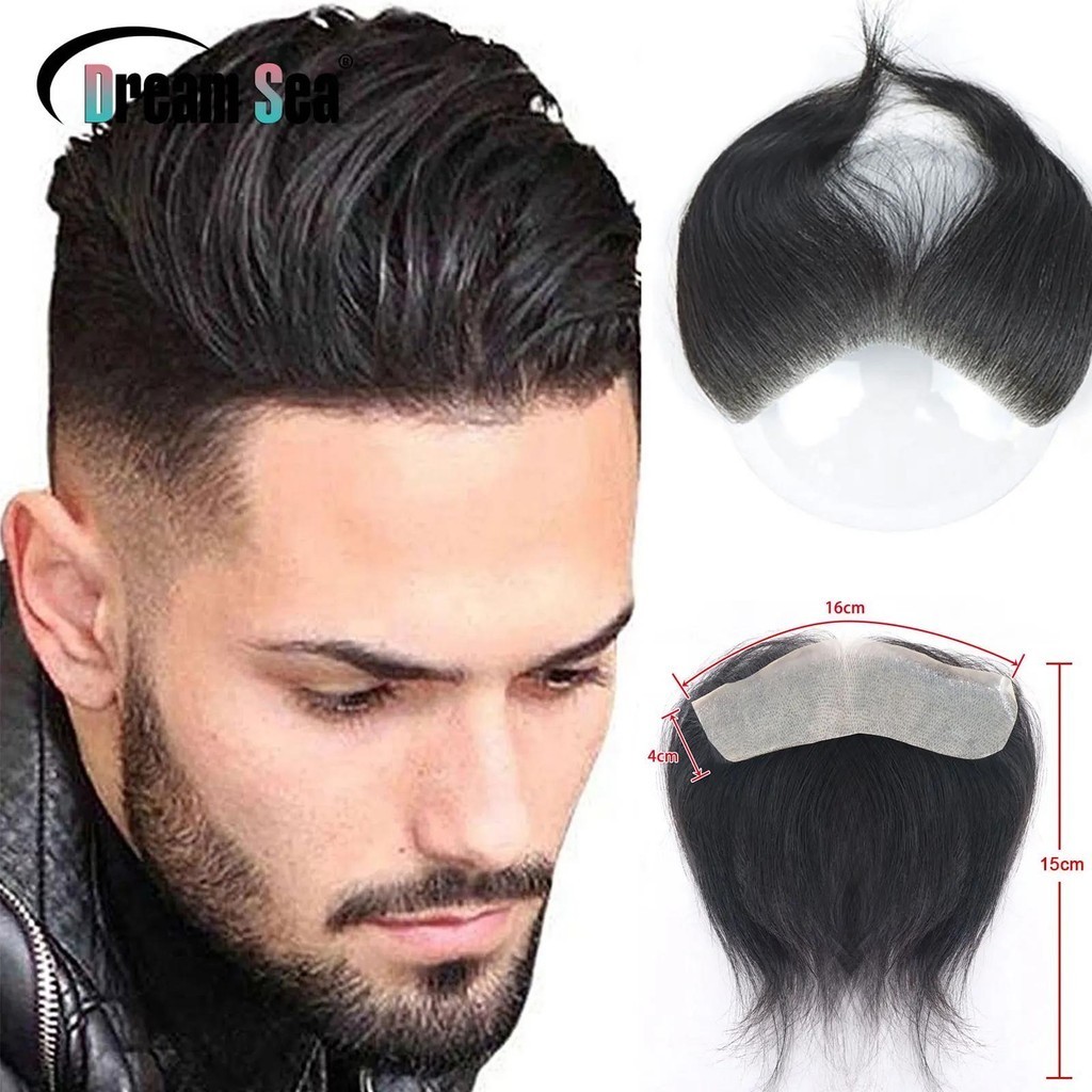 Straight Man Toupee V Style Frontal Hairline For Men 100% Human Remy ...
