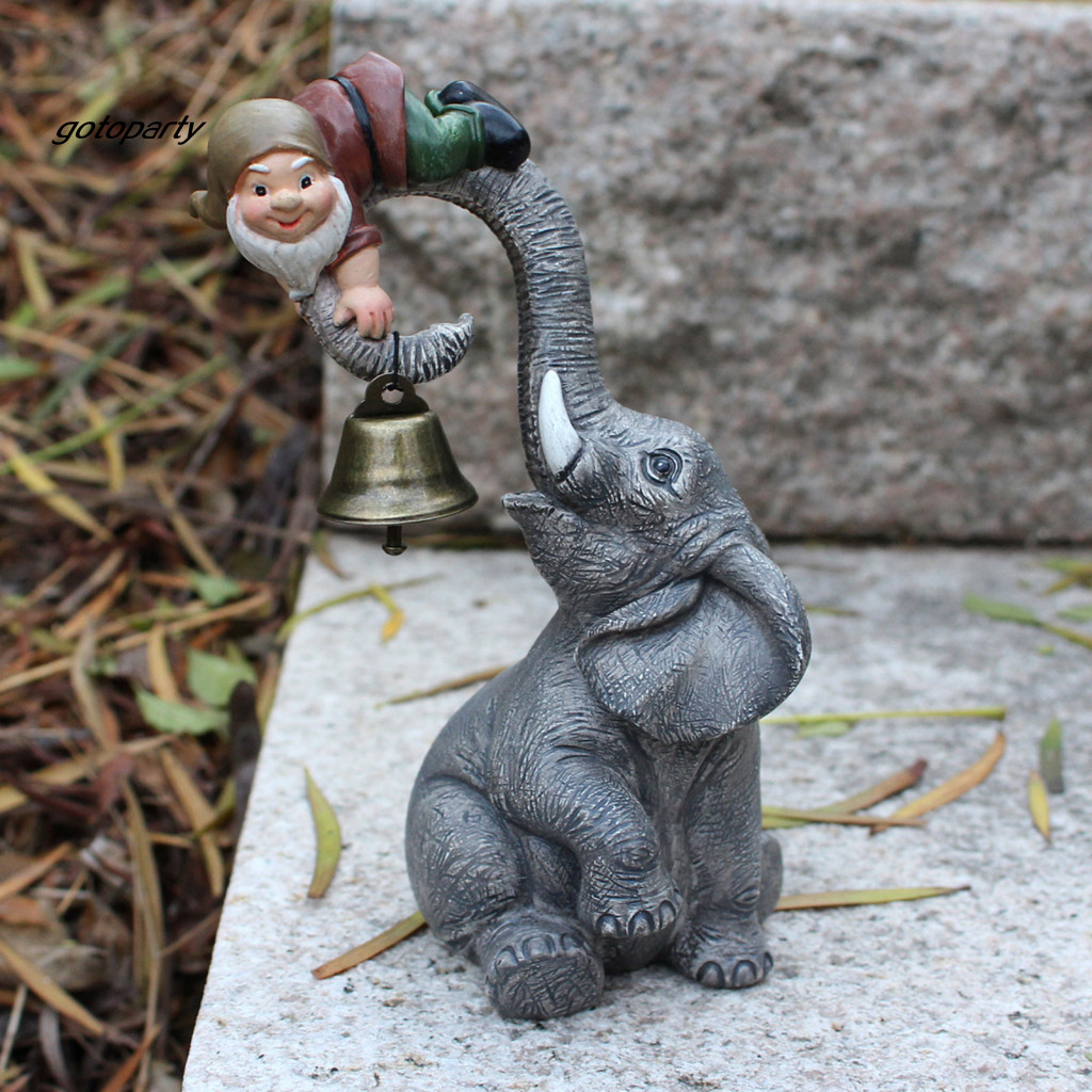 Elephant Dwarf Ornament Cute Decor Piece Hand-painted Dwarf Garden ...