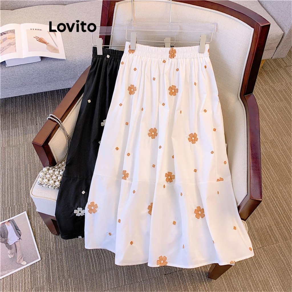 Lovito Casual Floral Flowers Skirts for Women LNE52216 Lovito Rok Bunga ...