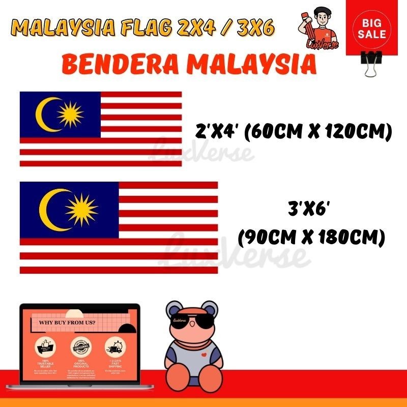 Flag Malaysia 2x4 / 3x6 Bendera Malaysia Merdeka 🔥ReadyStock🔥 | Shopee Malaysia
