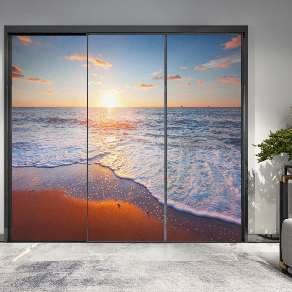 Sea Beach Scenery Pattern Privacy Window Film Heat Control UV Blocking ...