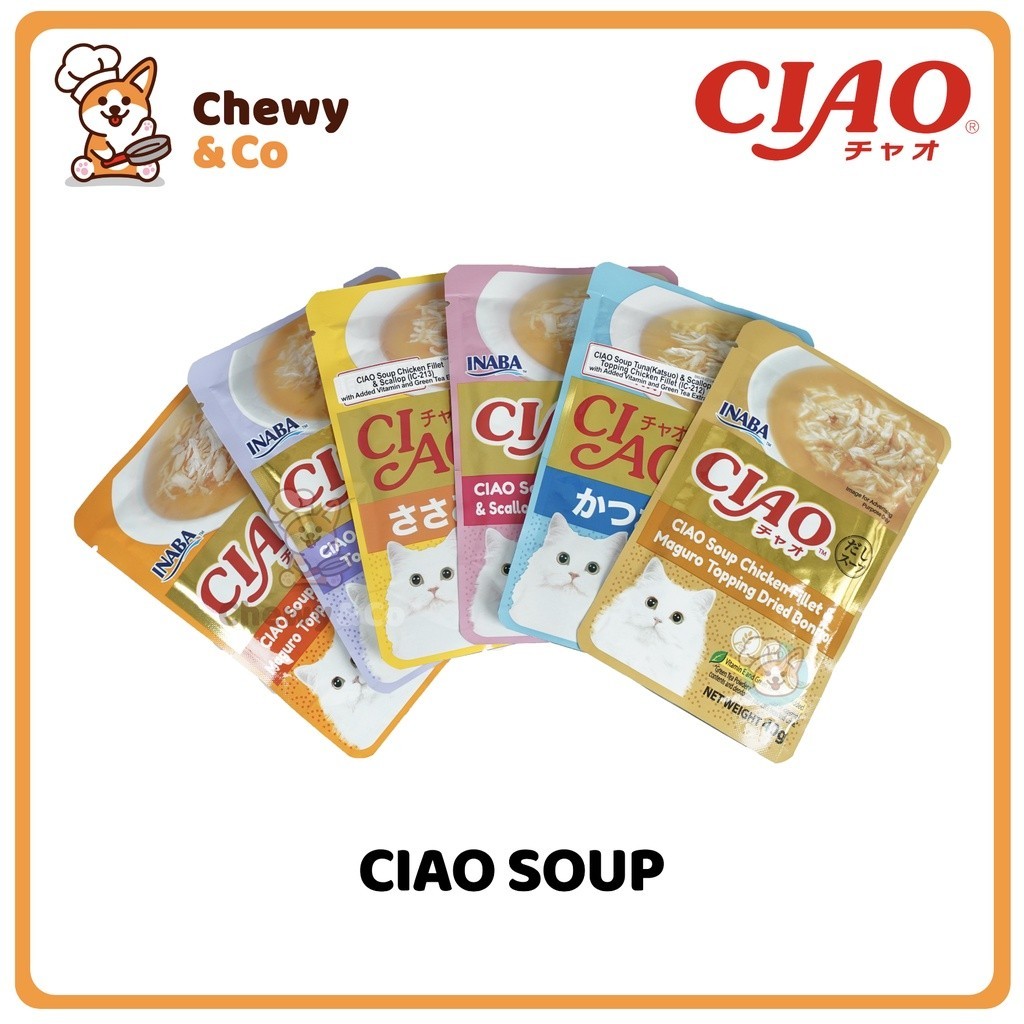 Ciao Inaba Wet Cat Food Pouch 40g/50g (Creamy & Clear Soup, Chicken Stew & Broth) | Shopee Malaysia