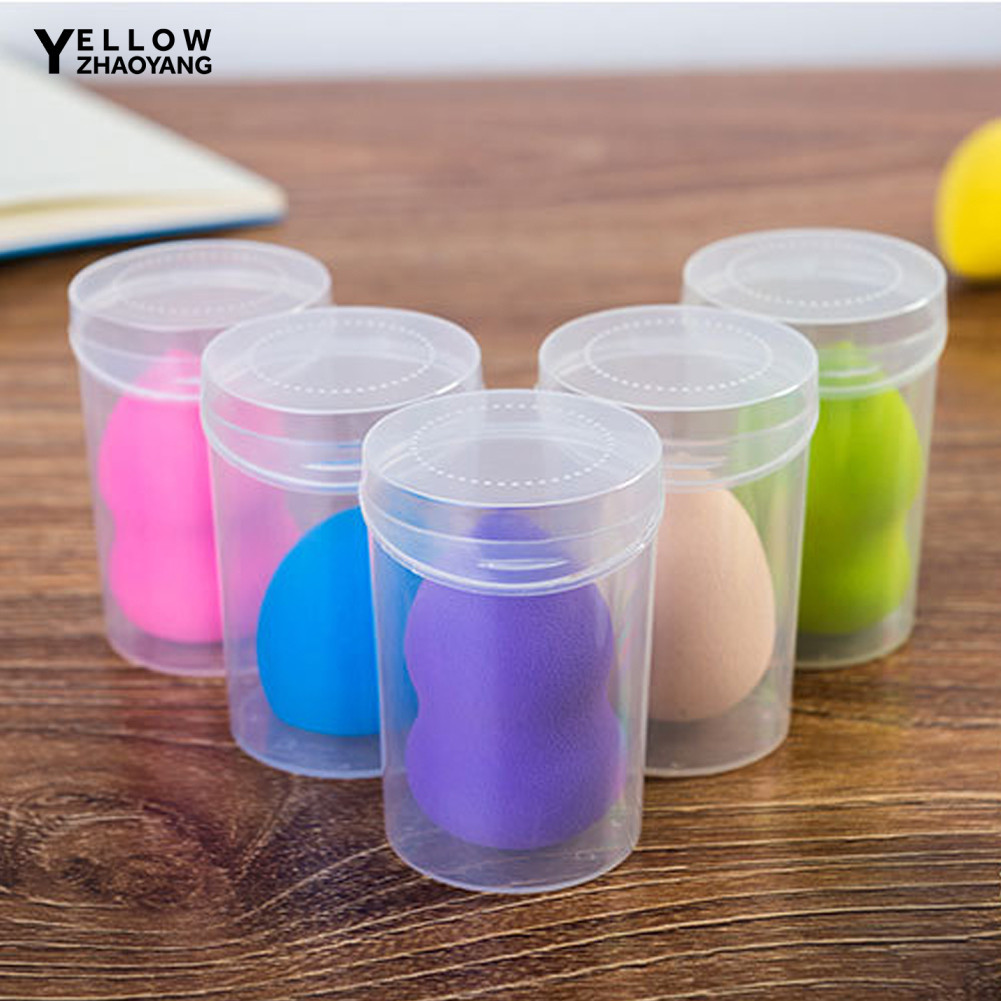 YEH-Round Plastic Box Case Gourd Shape Powder Puff Sponge Storage Empty ...