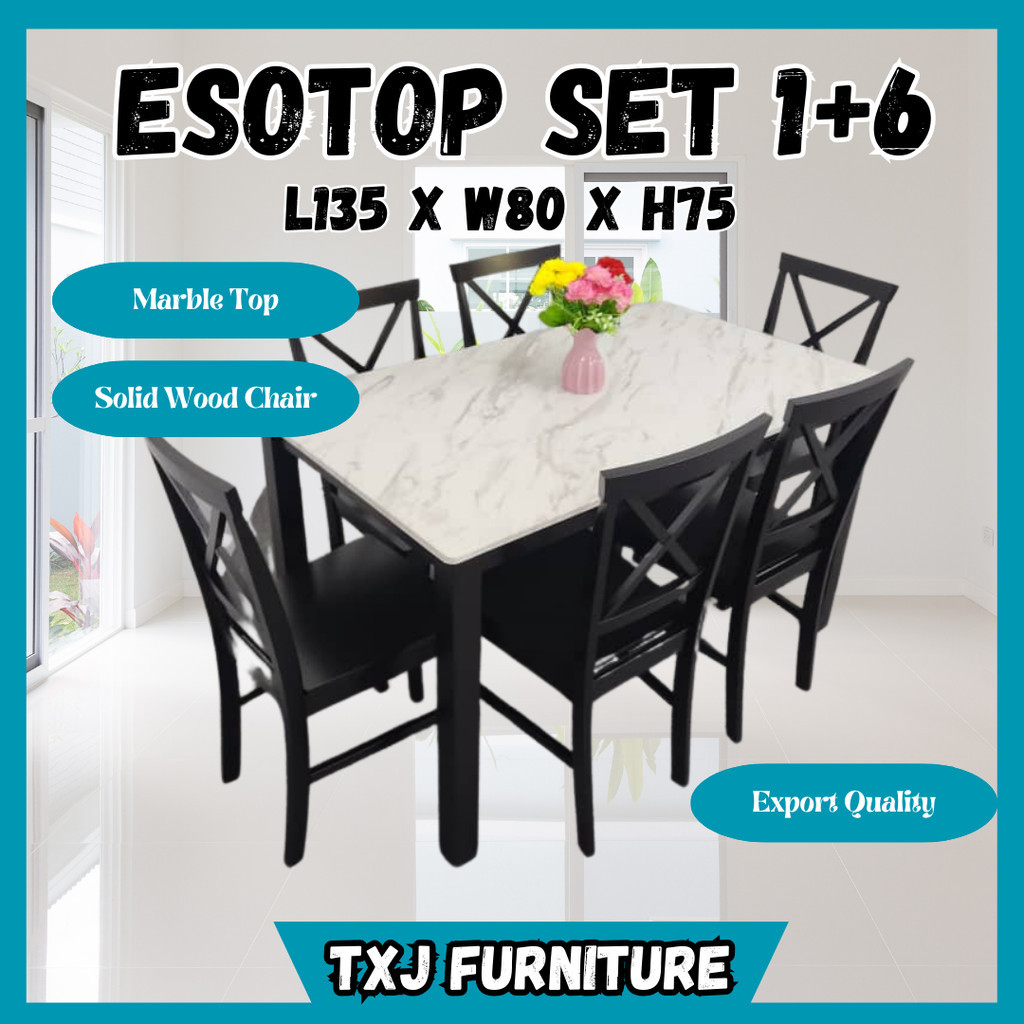 TXJ - 918 Matte Laminate Marble Kopitiam 135x80x75cm High Class Dining ...