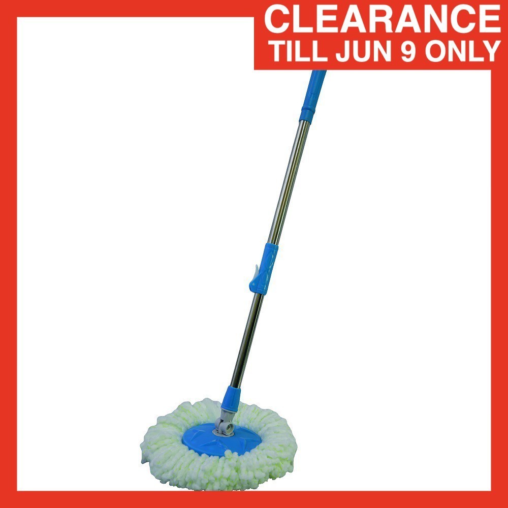(WITH MOP CLOTH) Stainless Steel EASY MOP Spin Thicker Mop Handle Mop ...