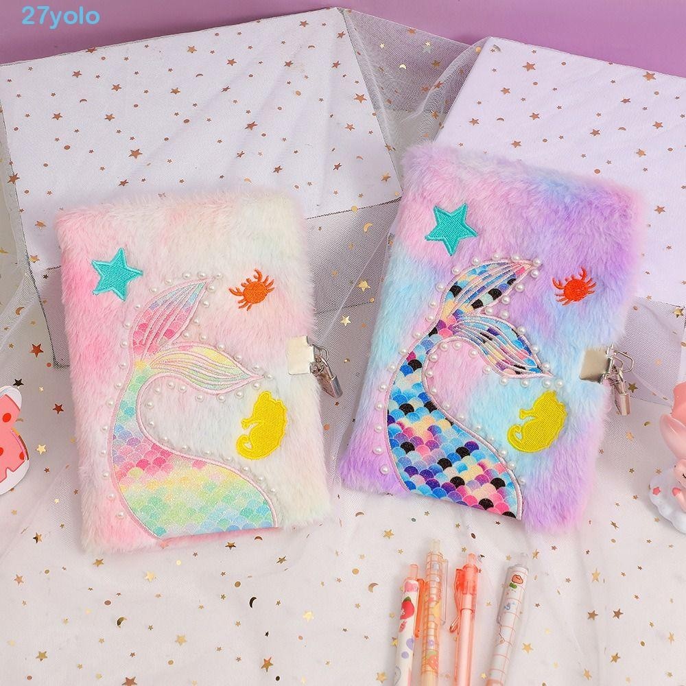 YOLO Plush Locked A5 Notebook, Diary Note Pad Journal Book Fish Tail ...