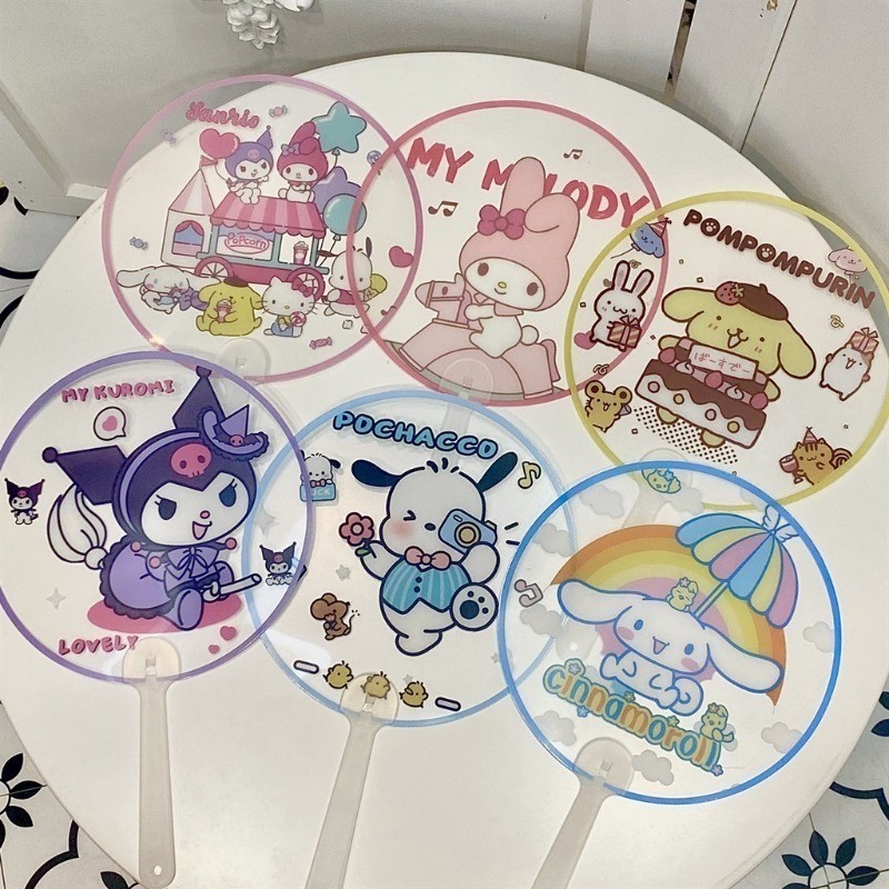 Cartoon Sanrio PVC Hand Fan Cute Anime Kuromi Hello Kitty Cinnamoroll ...