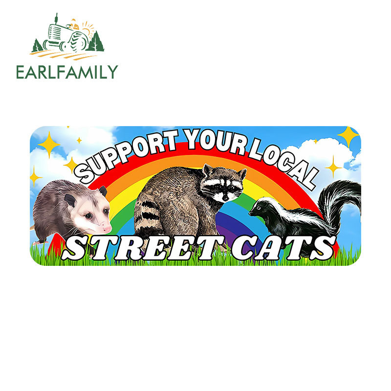 EARLFAMILY 13cm x 5.5cm Support Your Local Street Cats Slap Car Sticker ...