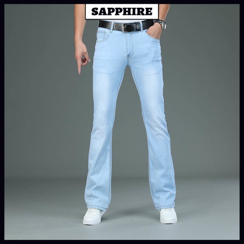 seluar kerja lelaki Men's Autumn New Men's Slightly Flared Jeans Korean ...