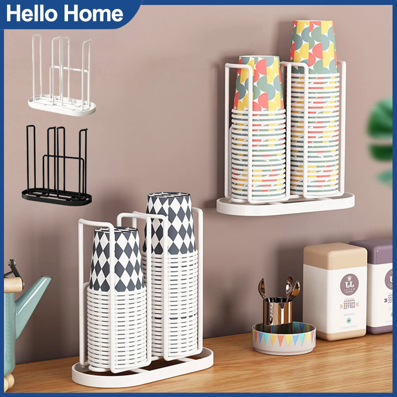 Paper Cup Holder Rack Wall Mounted Water Cup Rack Dispenser Storage ...