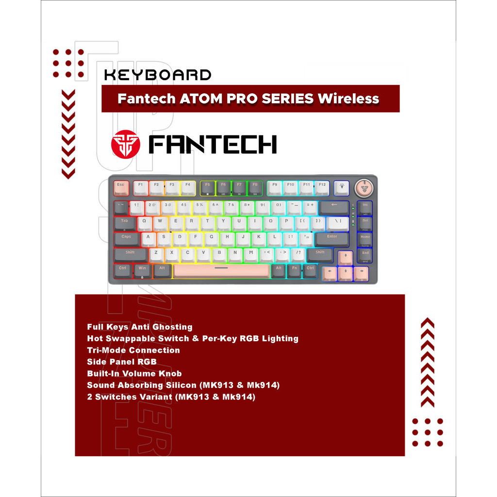 Fantech ATOM PRO SERIES Wireless Keyboard Mechanical Gaming Hotswap 5 ...