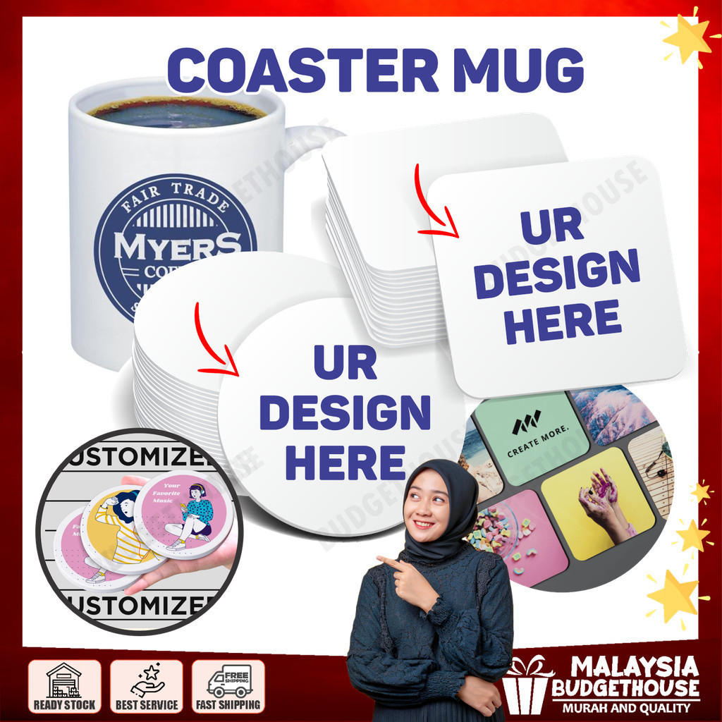 Custom Print Coaster Fabric Rubber Base Glass Cup Mug Coaster Pad Anti ...