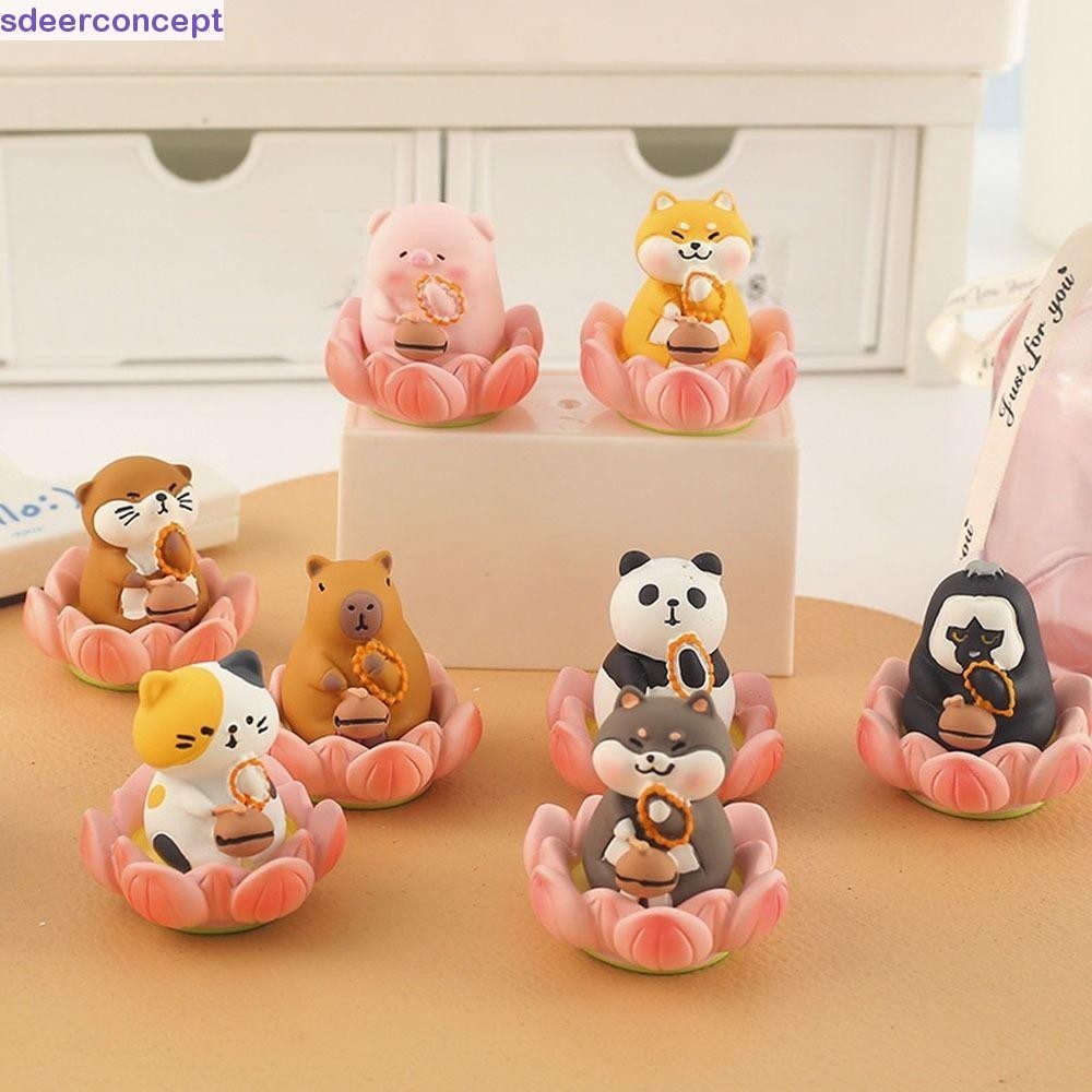 SDEERCONCEPT Good Luck Lotus Ornament, Resin Cartoon Lotus Pig Car ...