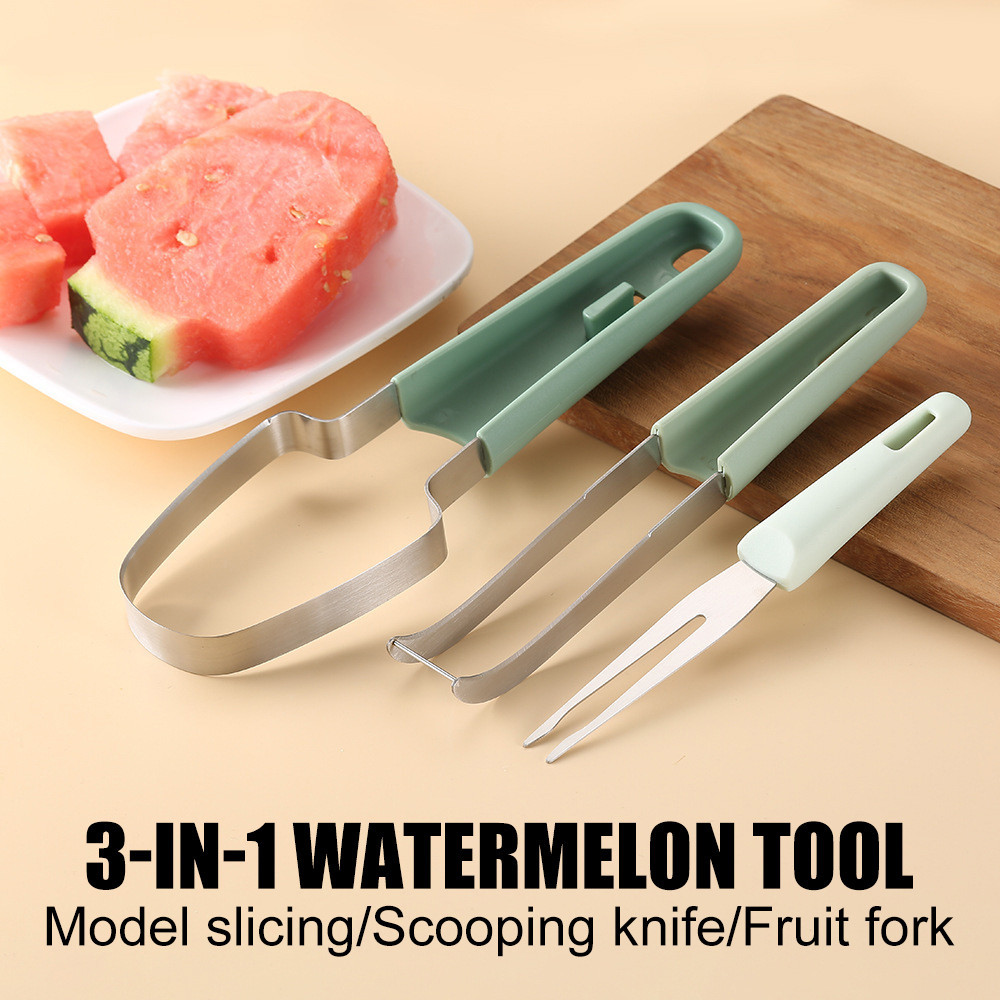 Watermelon Spoon 3 in 1 Stainless Steel Watermelon Slicing Tool Fruit ...