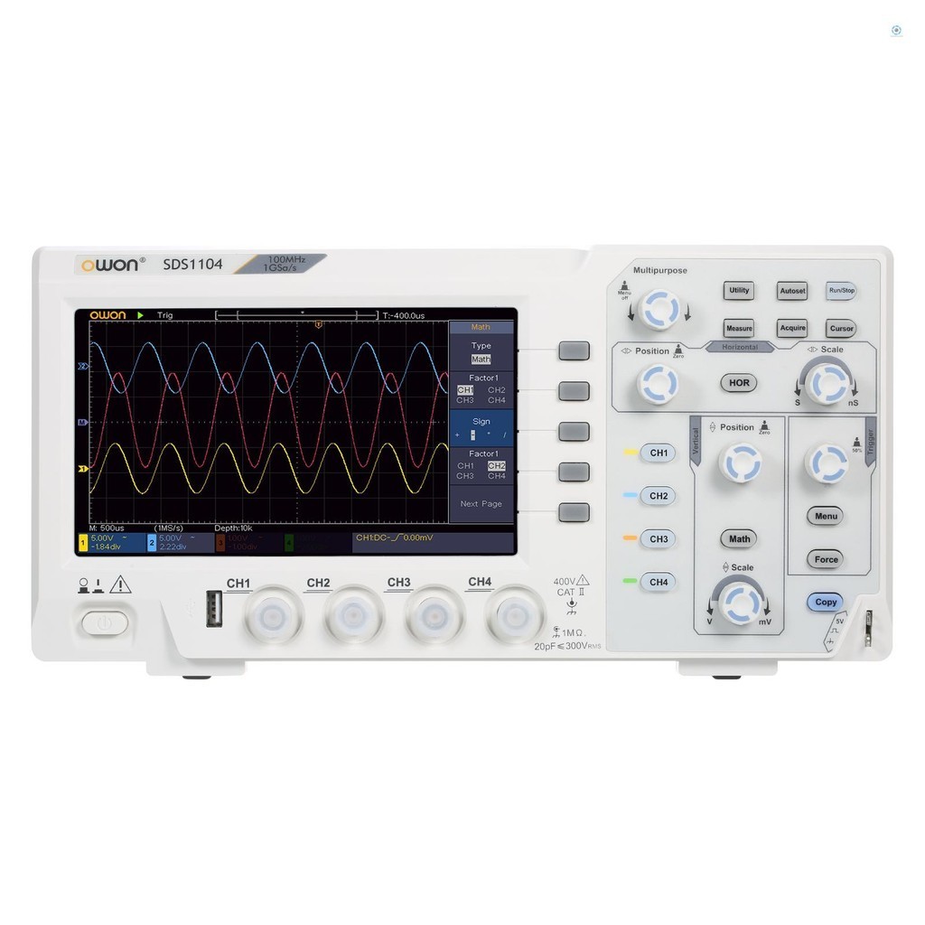 Owon SDS1104 4-CH Digital Storage Oscilloscope with 7-inch LCD Display ...