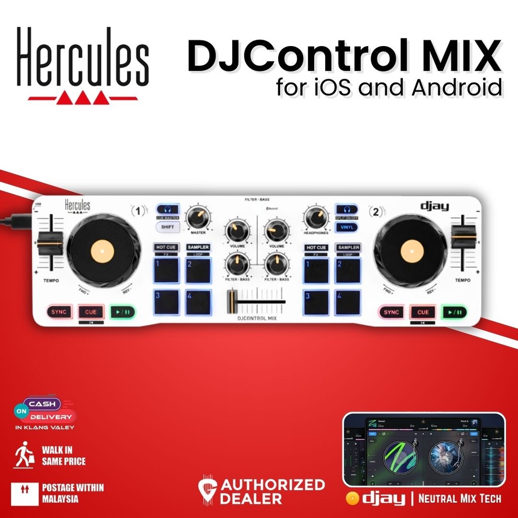 Hercules DJ DJControl Mix 2-channel DJ Controller for iOS and Android ...