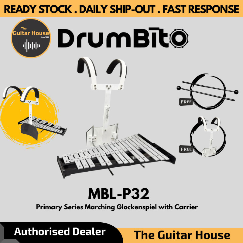 DrumBito MBL-P32 Primary Series Marching Bell with Carrier & Mallets ...