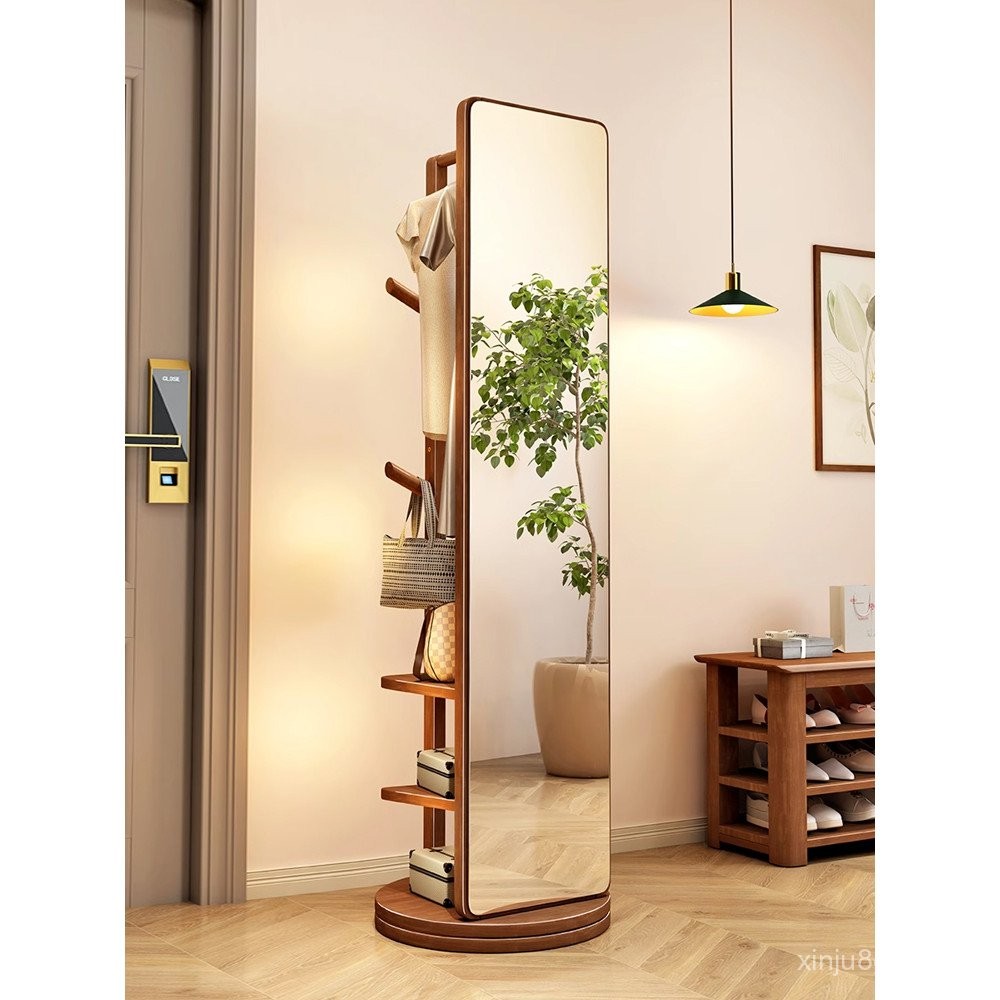 Solid Wood Full-Body Mirror Floor-length Mirror Household Bedroom ...