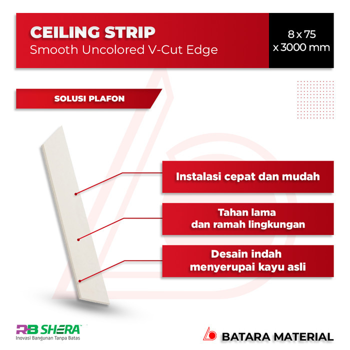 Rb Shera Ceiling Strip Smooth Uncolored V-Cut Edge | Shopee Malaysia