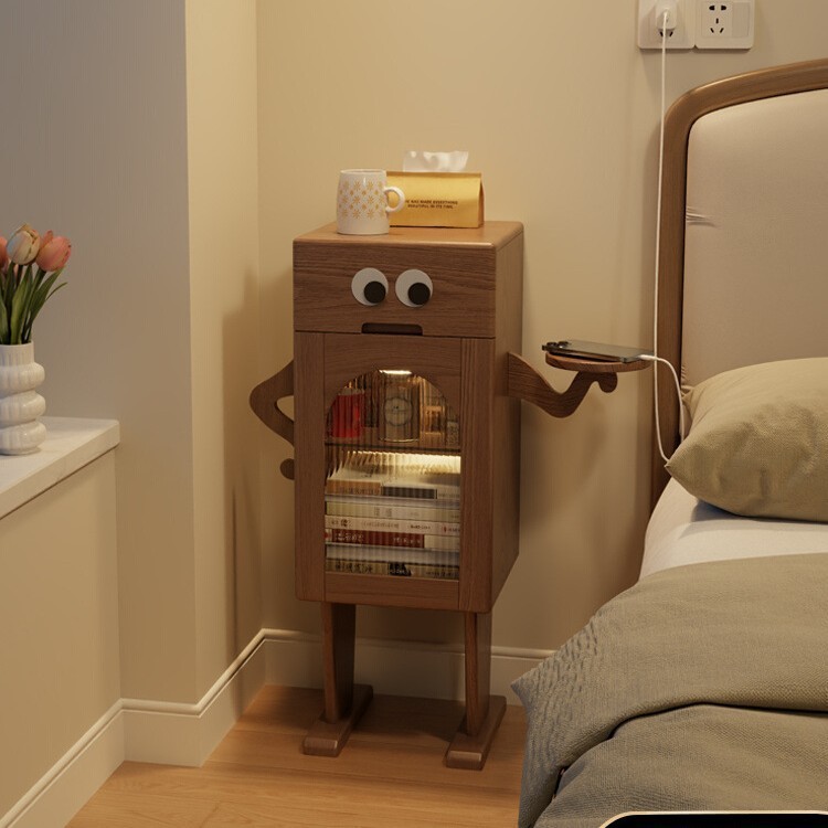 Robot Bedside Table with Light Solid Wood Sofa Side Table Side Table ...