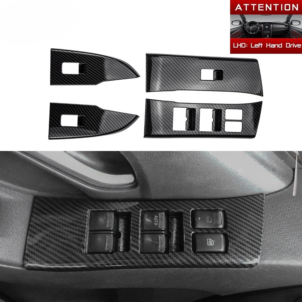LEXLEY 4-Piece Red Carbon Fiber Window Switch Trim – Interior Panel ...