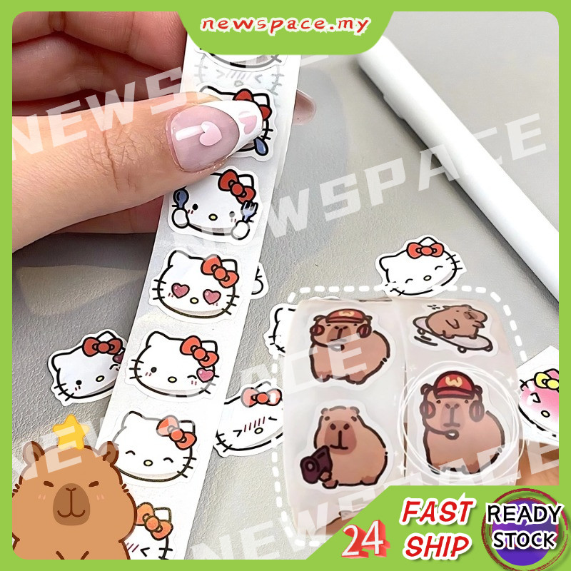 500pcs/Roll Capybara Kuromi Loppy Sealing Sticker Tapes Cartoon Pororo ...
